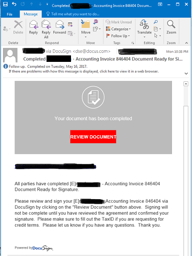 Misuse of DocuSign Email Addresses Leads to Phishing Campaign | McAfee Blog