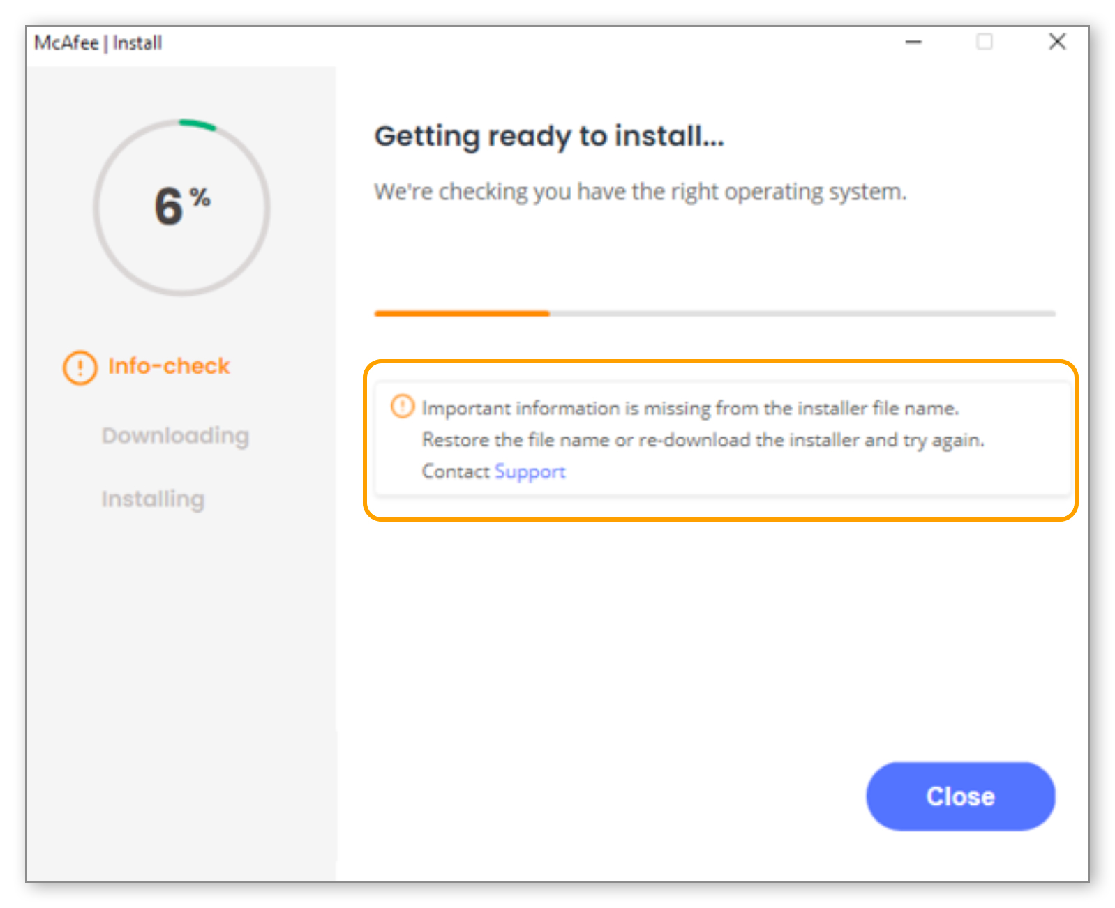 Installer says important information is missing from the installer file ...