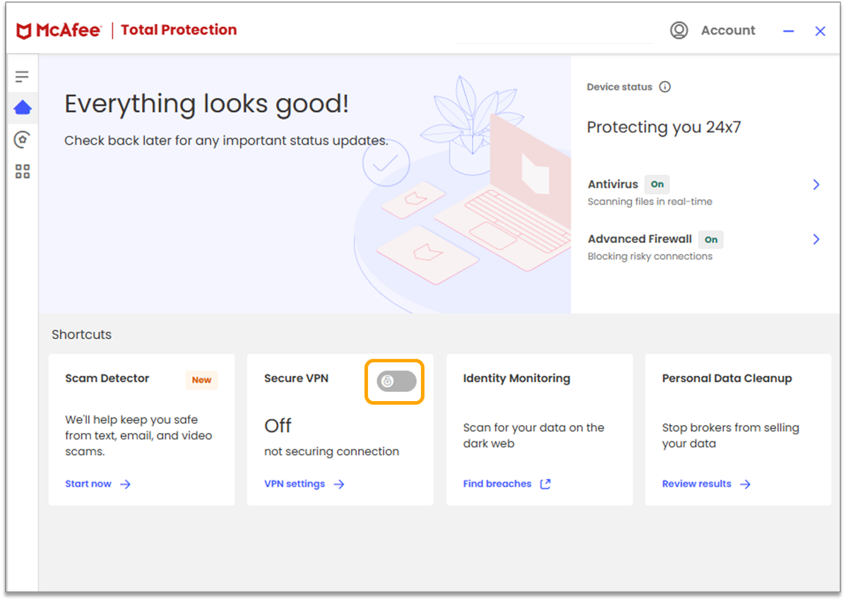Use Secure VPN on Windows | McAfee Support