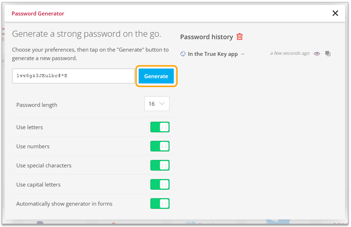 Create strong passwords with True Key | McAfee Support